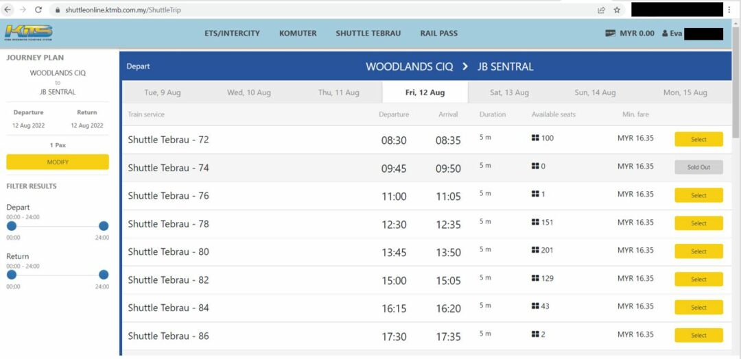 How to travel from Singapore to Johor Bahru by Train (KTM Shuttle Tebrau)